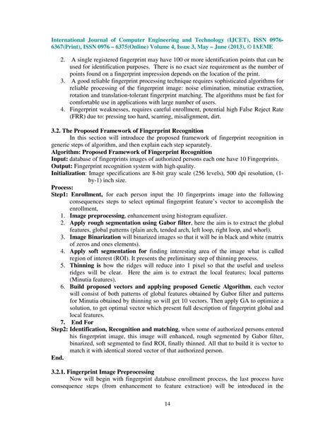 Proposal To Enhance Fingerprint Recognition System Pdf Computing Technology And Computing