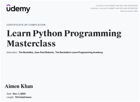 aimen khan on linkedin python programming udemy codingjourney