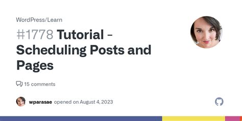 Tutorial Scheduling Posts And Pages · Issue 1778 · Wordpresslearn · Github