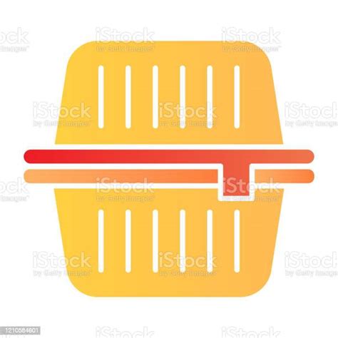 음식 상자 평면 아이콘입니다 주방 용품 보존 용기 식사 탱크 플라스틱 제품 디자인 개념 흰색 배경에 그라데이션 스타일 픽토그램 벡터 그래픽 가리기에 대한 스톡 벡터 아트 및