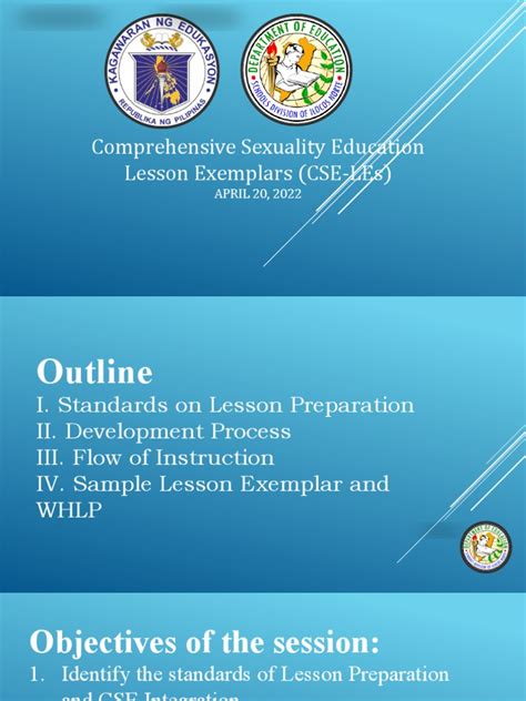 Comprehensive Sexuality Education Lesson Exemplars Cse Les Pdf Learning Lesson Plan
