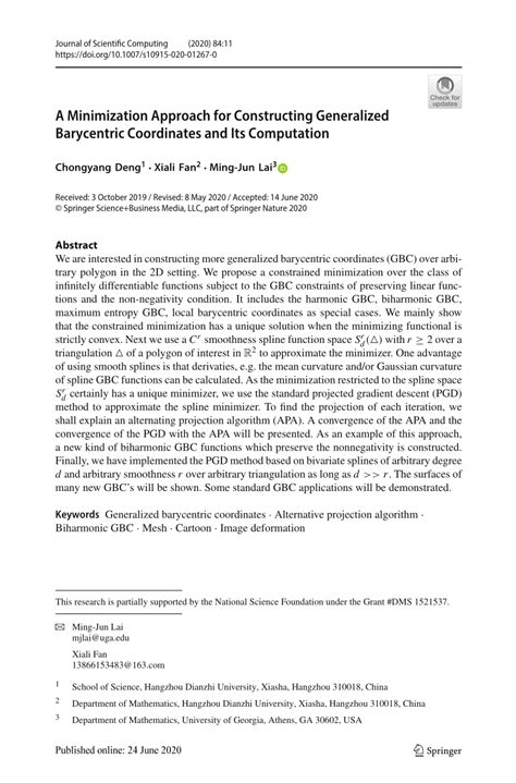 Pdf A Minimization Approach For Constructing Generalized Barycentric