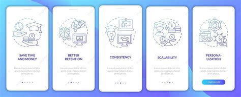 Benefits Of Elearning Onboarding Mobile App Screen With Blue Gradient Design Vector Software