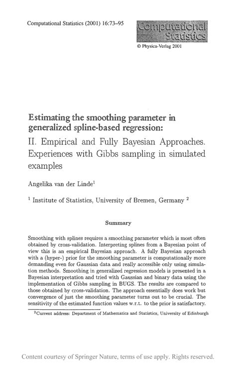 Estimating The Smoothing Parameter In Generalized Spline Based Regression Ii Empirical And