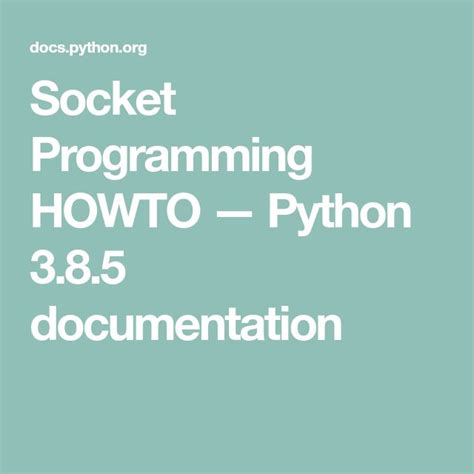 Socket Programming Howto Howto Sockets Programming