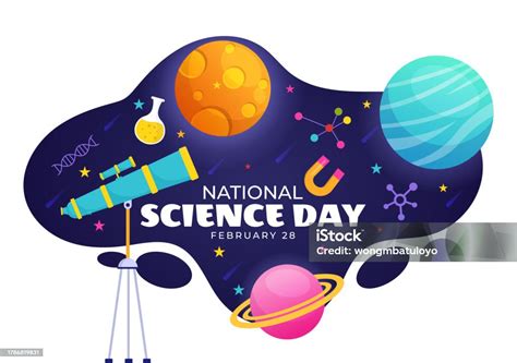 2 월 28 일 전국 과학의 날 벡터 일러스트 레이 션 관련 화학 액체 과학 의료 및 연구 평면 만화 배경 개발에 대한 스톡 벡터 아트 및 기타 이미지 Istock