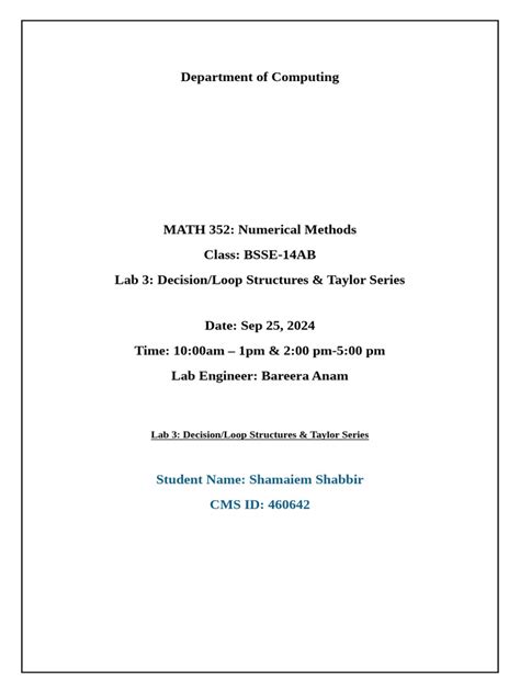 Numerical Methods Lab 3 Pdf