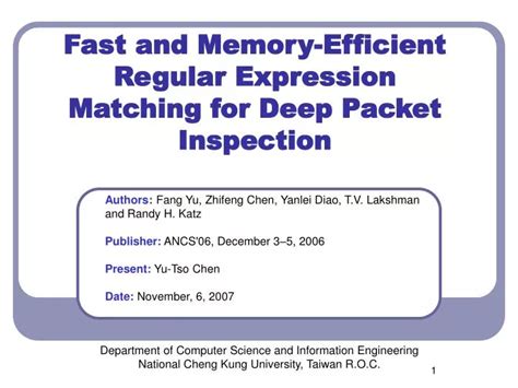 Ppt Fast And Memory Efficient Regular Expression Matching For Deep Packet Inspection