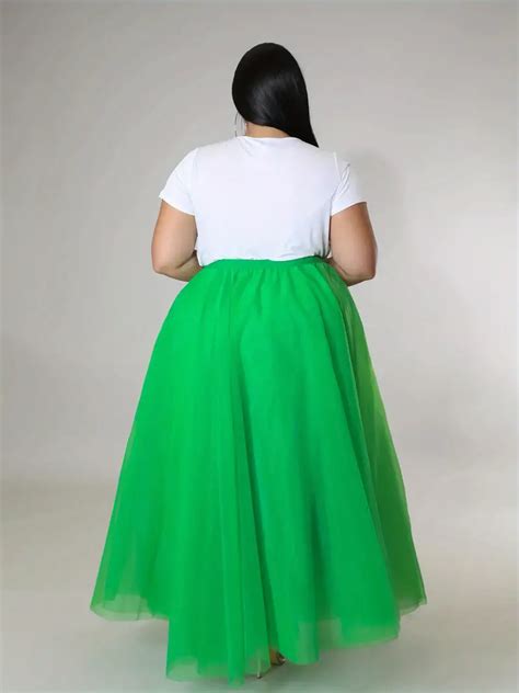 Plus Size Party Skirt Womens Plus Contrast Mesh Layered Temu