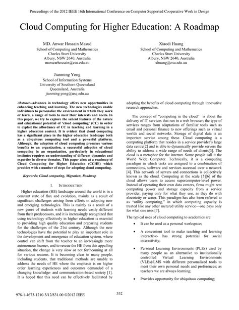 Pdf Cloud Computing For Higher Education A Roadmap