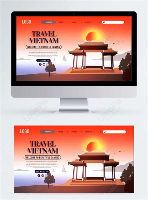 트렌디 한 일러스트레이션 스타일 베트남 다낭 여행 웹 Ui 디자인 이미지 사진 465495325 무료 다운로드