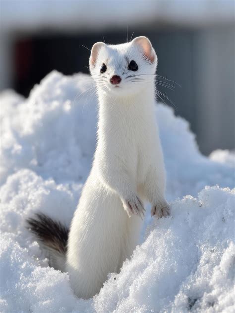An Ermine Strikes A Curious Pose While Hunting In Winter 72448024 Stock