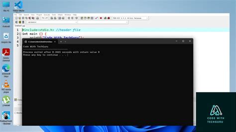 C Program To Print Hello World First C Program Code With Techguru Youtube