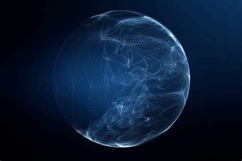 Premium Photo Abstract 3d Rendering Sphere Made Of Neon Dots Global Network Connection Globe
