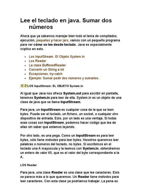 Lee El Teclado En Java Pdf Java Lenguaje De Programación Cadena Informática