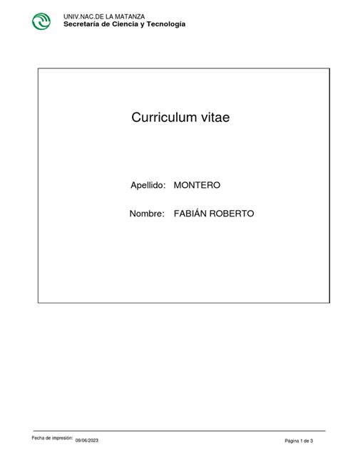 Curriculumvitae Fabian Montero Pdf Maestros