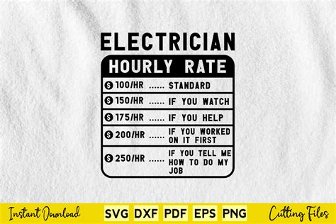 Funny Electrician Hourly Rate Svg Design Graphic By Buytshirtsdesign