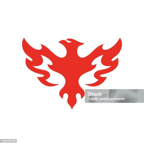 심플한 치솟는 피닉스 버드 로고 디자인 비행 독수리 매 매와 화재 날개 벡터 아이콘 불사조에 대한 스톡 벡터 아트 및 기타 이미지 불사조 아이콘 로고 Istock