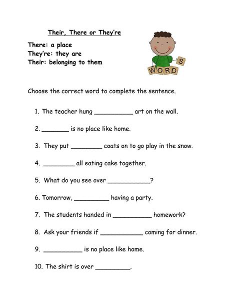 Common Core Grammar Worksheet There Their And Theyre Worksheets