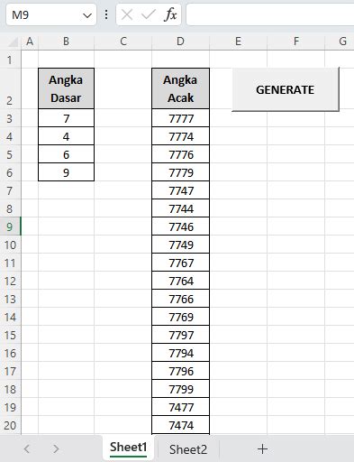 cara membuat kombinasi angka 4d di excel dengan vba tanpa duplikasi