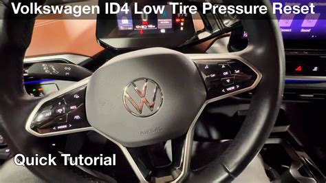 2021 Volkswagen Id4 How To Reset Low Tire Pressure Light Id4 Youtube