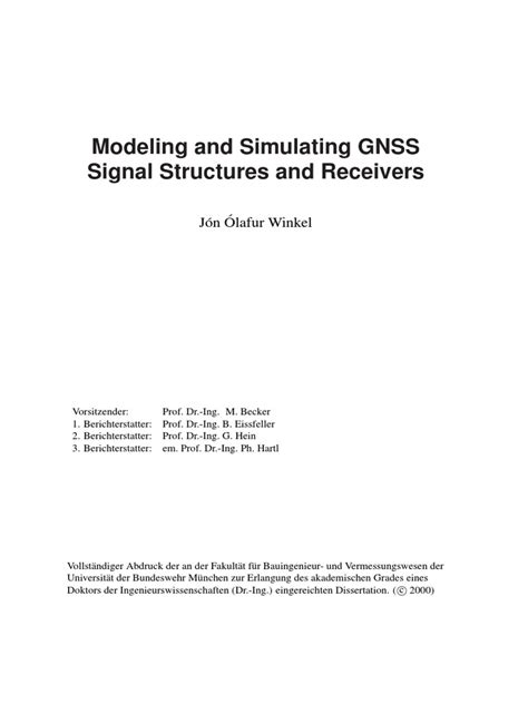Modeling And Simulating Gnss Signal Structures And Receivers Pdf