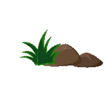 Grass And Stone Vector Element Cartoon Grass And Stone Vector Png