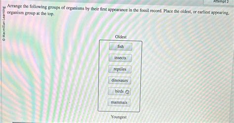 Solved Attempt 2 Arrange The Following Groups Of Organisms By Their