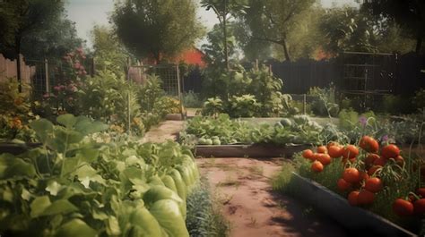 Premium Ai Image Vegetable Garden Illustration Generative Ai