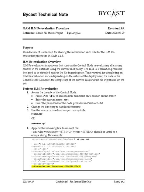 bycast technical note gam ilm re evaluation procedure pdf command