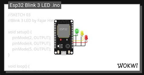 Esp32 Blink 3 Led By Fajar Himawan O Wokwi Esp32 Stm32 Arduino Simulator