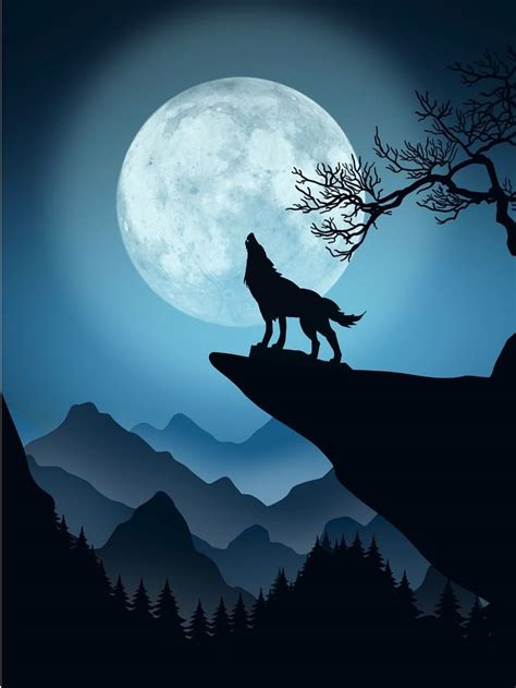 Moon Night Mountain Free Photo On Pixabay Wolf Painting Wolf