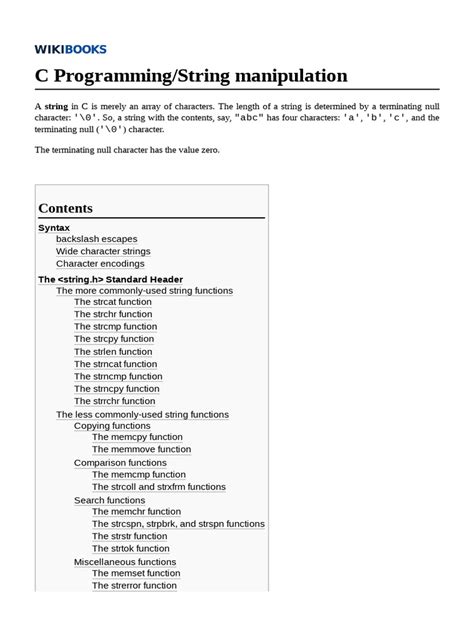 String Manipulation In C Pdf