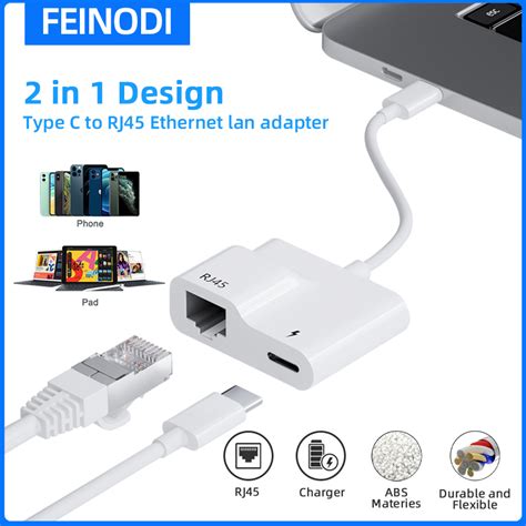 Jual Feinodi Usb Type C To Rj45 Ethernet Lan Adapter Cable I Pad To Rj45 Ethernet Lan Adapter