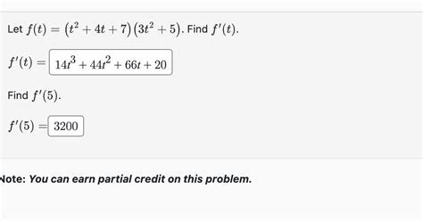 Solved Let F T T2 4t 7 3t2 5 ﻿find F T F T Find