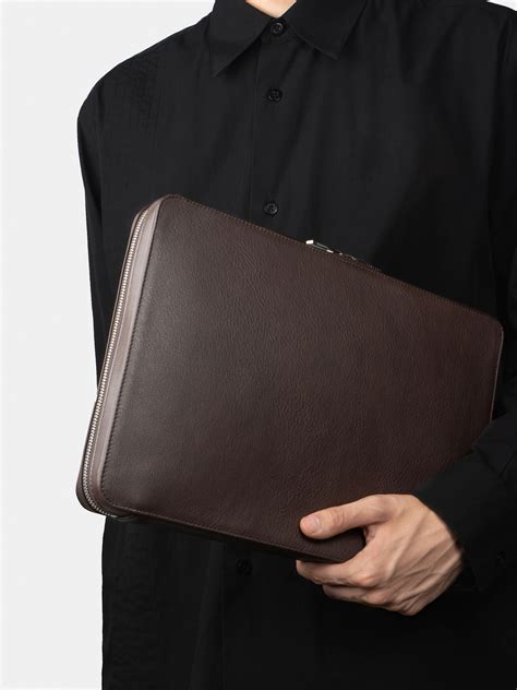 DOCUMENT CASE Pouch Bag In Dark Brown Calfskin Leather TSATSAS