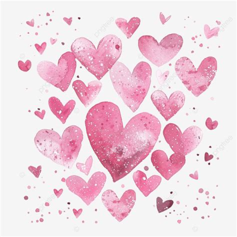 귀여운 핑크색 반짝이 하트 수채화 클립 아트고품질 분홍색 사랑 애인 Png 일러스트 및 이미지 에 대한 무료 다운로드 Pngtree