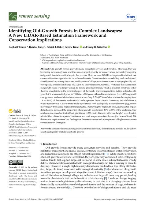 Pdf Identifying Old Growth Forests In Complex Landscapes A New Lidar Based Estimation