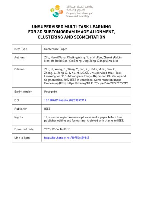 pdf unsupervised multi task learning for 3d subtomogram image