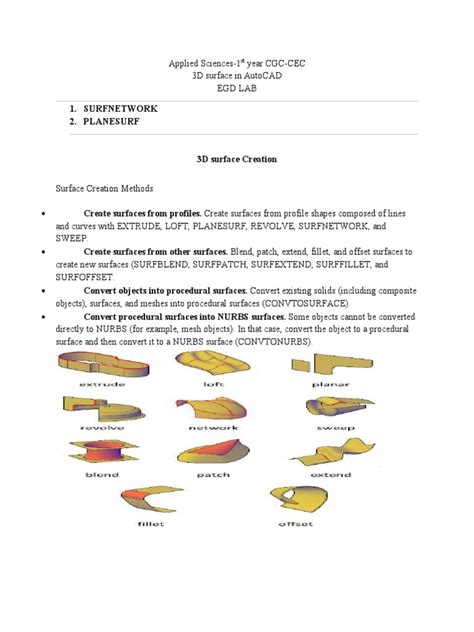 3d surface commands pdf tangent curvature
