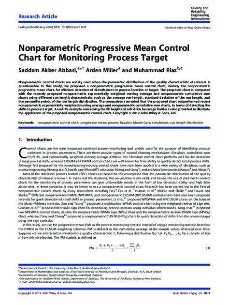 pdf nonparametric progressive mean control chart for monitoring