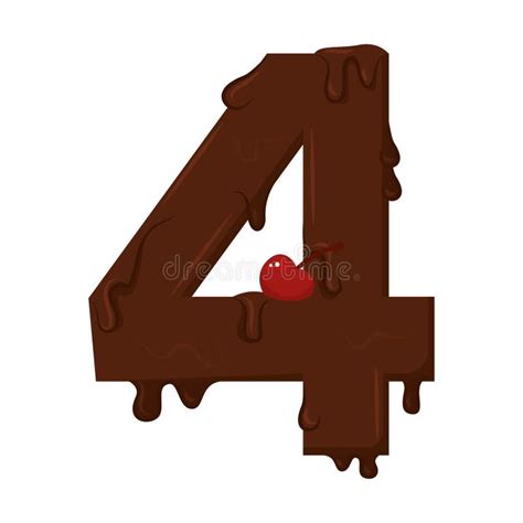 Isolated Colored Candy Number 4 Typography Vector Stock Vector