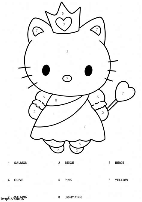 Kolorowanie Według Numerów Księżniczki Hello Kitty Kolorowanka