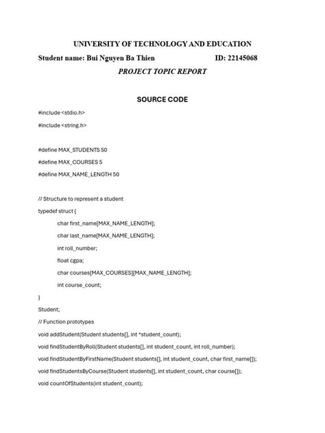 C Program Project Reportwriting 22145068 Pdf Computer Programming
