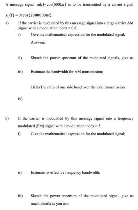 A Message Signal Mtcos1000πt ﻿is To Be