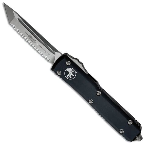 Microtech Ultratech T E Black Satin Full Serrated Pre Owned American Edge Knives