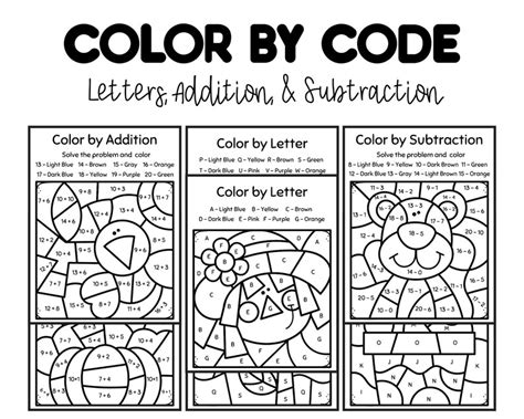 Color By Code Printable Fall Theme Instant Download Etsy