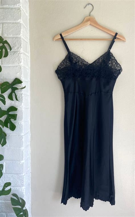 Black Lace Vintage Slip Dress Gem
