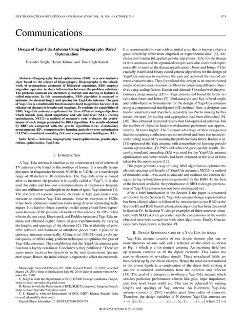 Pdf Design Of Yagi Uda Antenna Using Biogeography Based Optimization