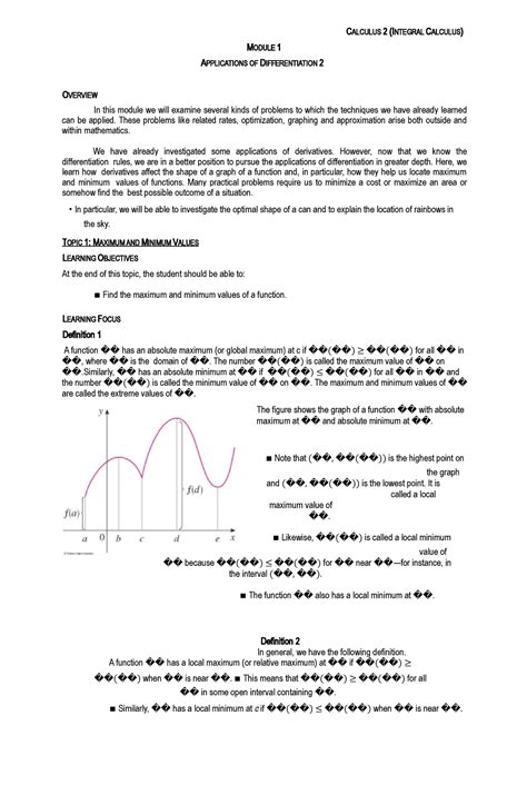 Module 1 CALCULUS 2 INTEGRAL CALCULUS MODULE 1 APPLICATIONS OF DIFFERENTIATION 2 OVERVIEW In